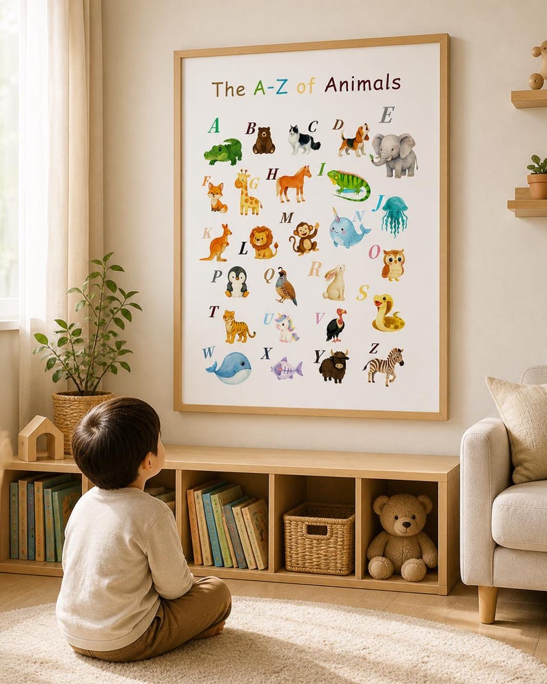 A-Z Animals Alphabet Poster for Kids, Preschool Learning Print, ABC ...