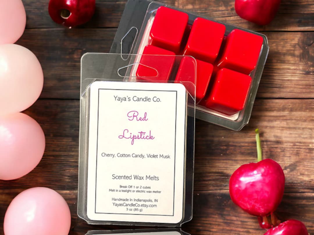 RED LIPSTICK Clamshell Wax Melts Cubes Snap Bars Strong Scents Melting ...
