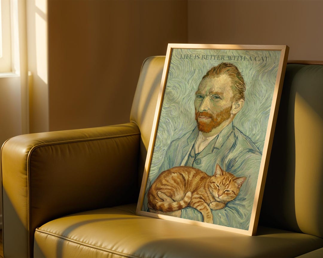 Van Gogh Ginger Cat Print – Vintage Style Wall Art (digital Download ...