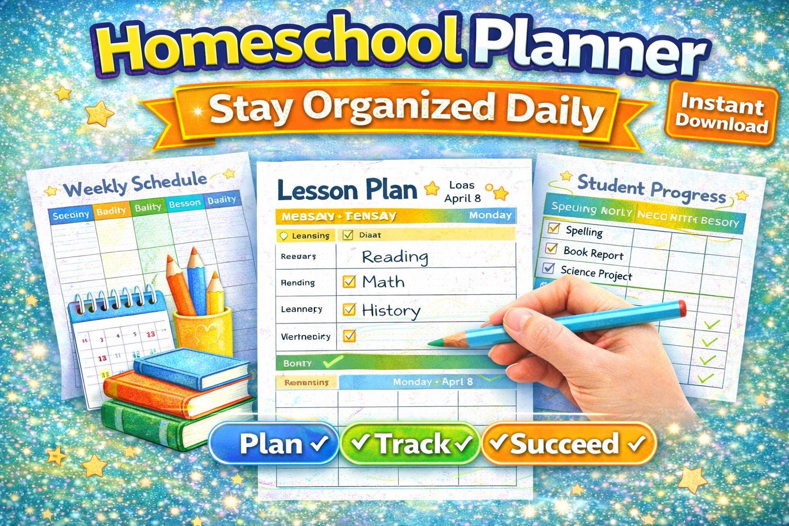 Homeschool Planner Printable PDF | Lesson Planner Student Tracker ...