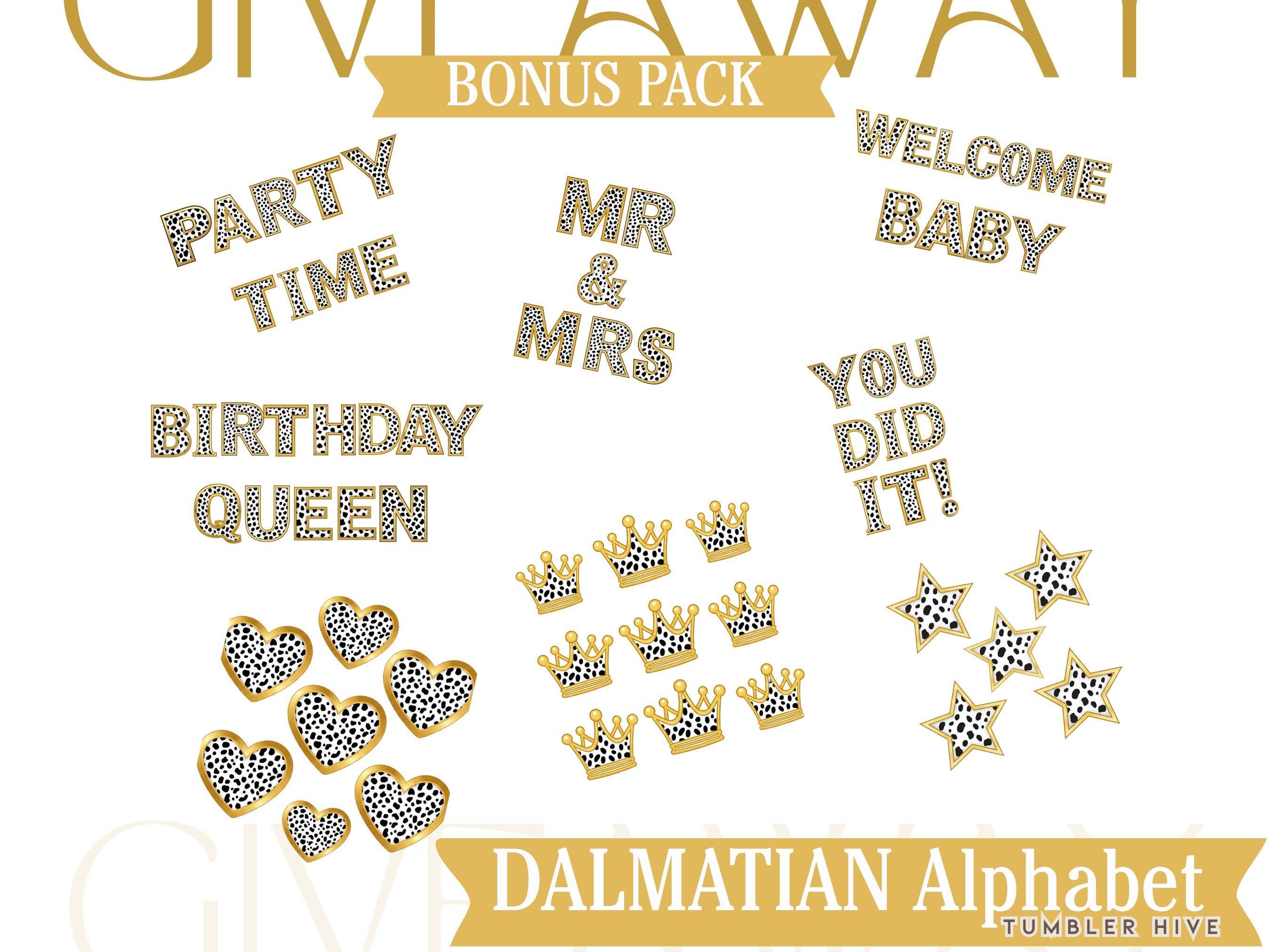 Dalmatian Alphabet PNG Bundle | Black White Spotted Letters A–Z ...