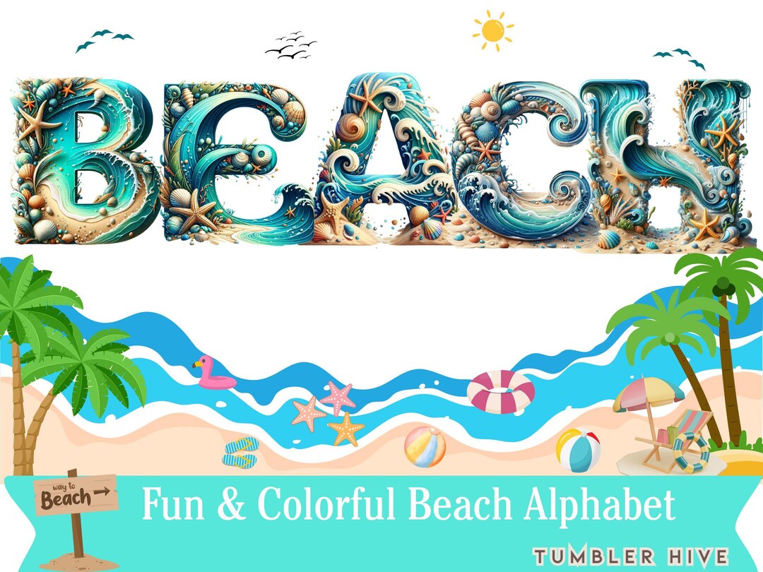 Beach Alphabet PNG Letters: Summer A-Z Digital Download Set - Etsy
