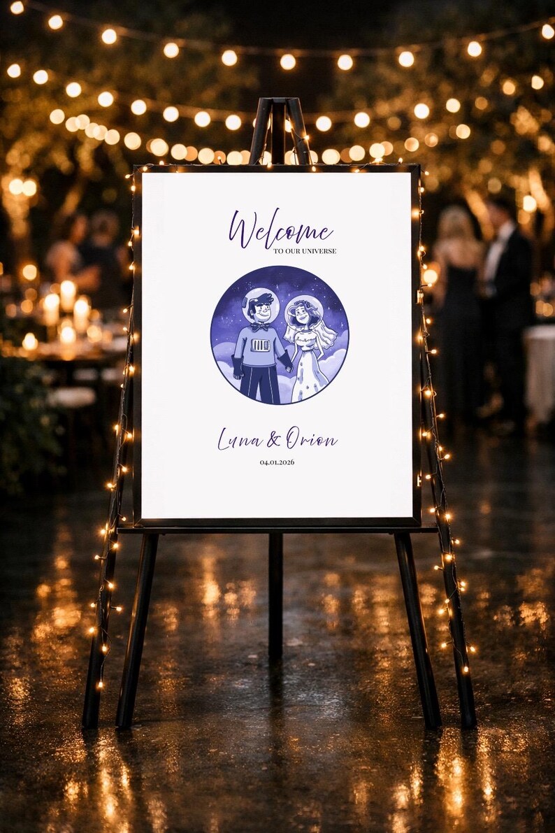 Celestial Wedding Welcome Sign Template, Editable Canva Sign, Moon ...