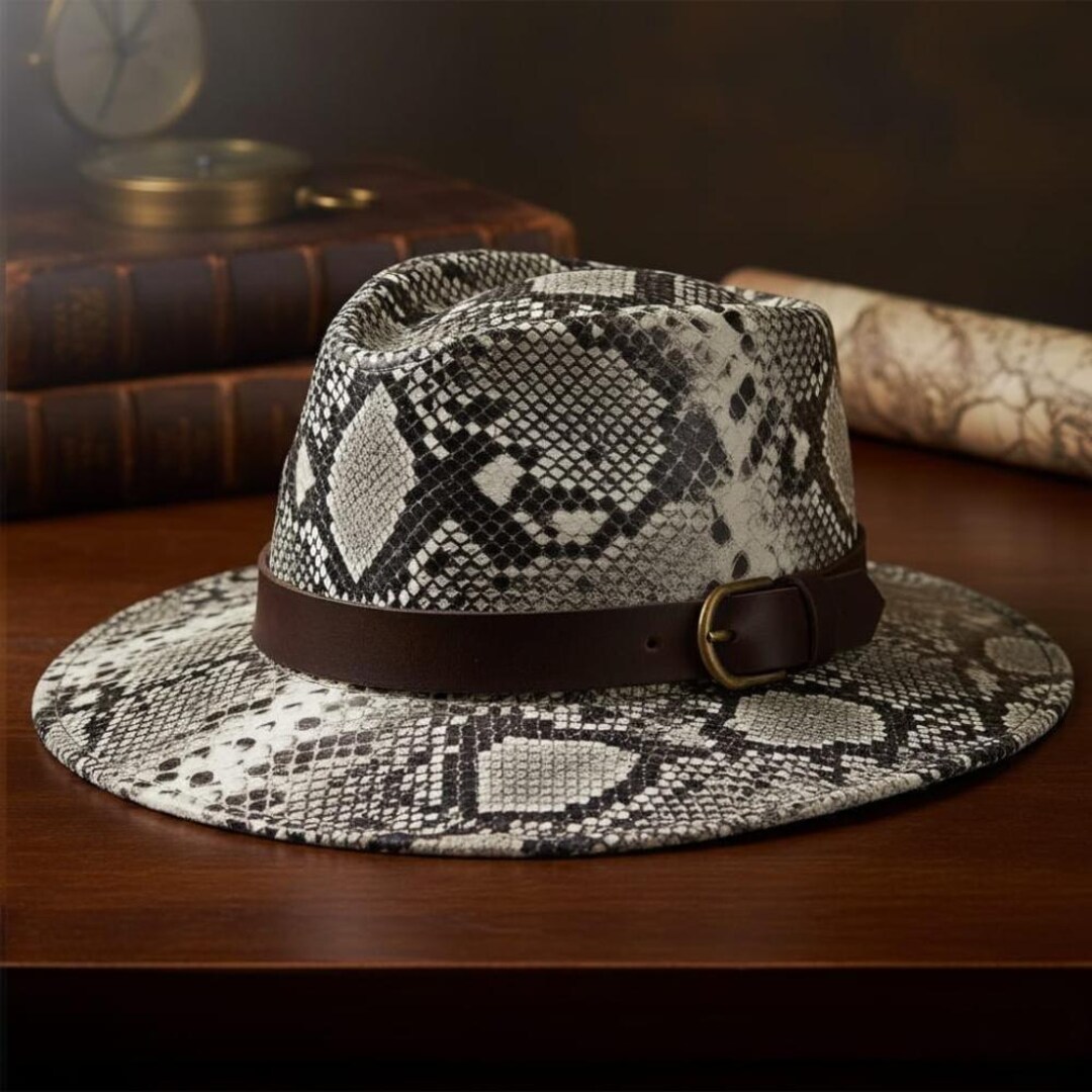 Trendy Snake Print Leather Hat Exotic Snakeskin Style Western Hat ...