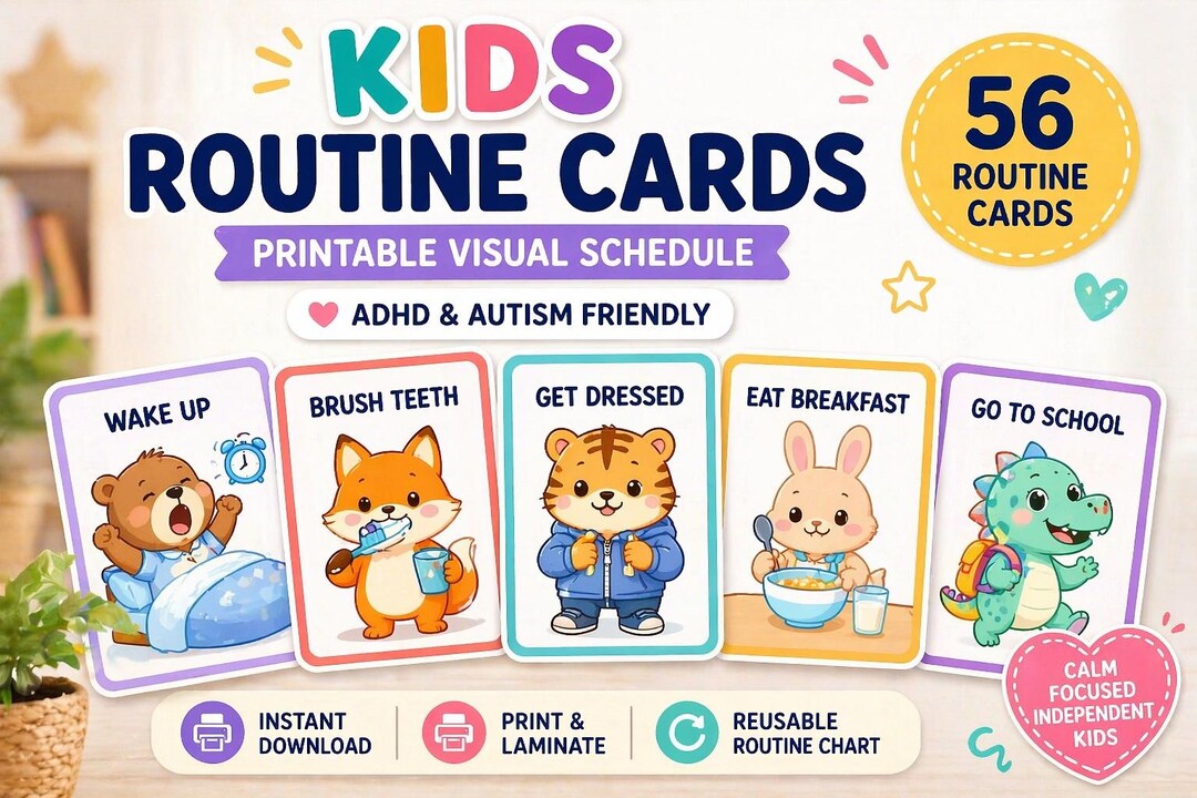 Kids Visual Routine Cards Bundle | ADHD Autism Neurodivergent Children ...