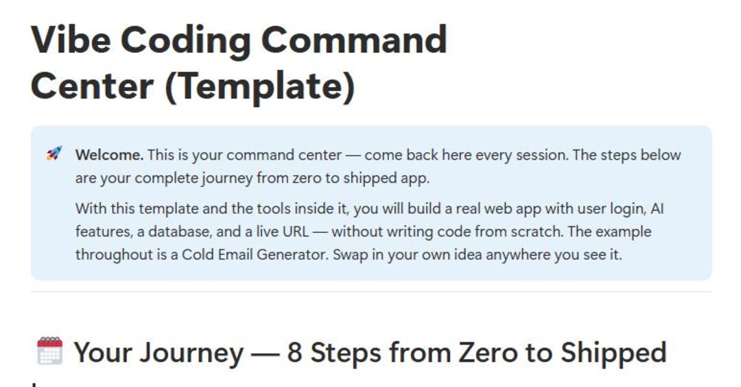 AI Coding Notion Template | Vibe Command Center (digital Download) - Etsy