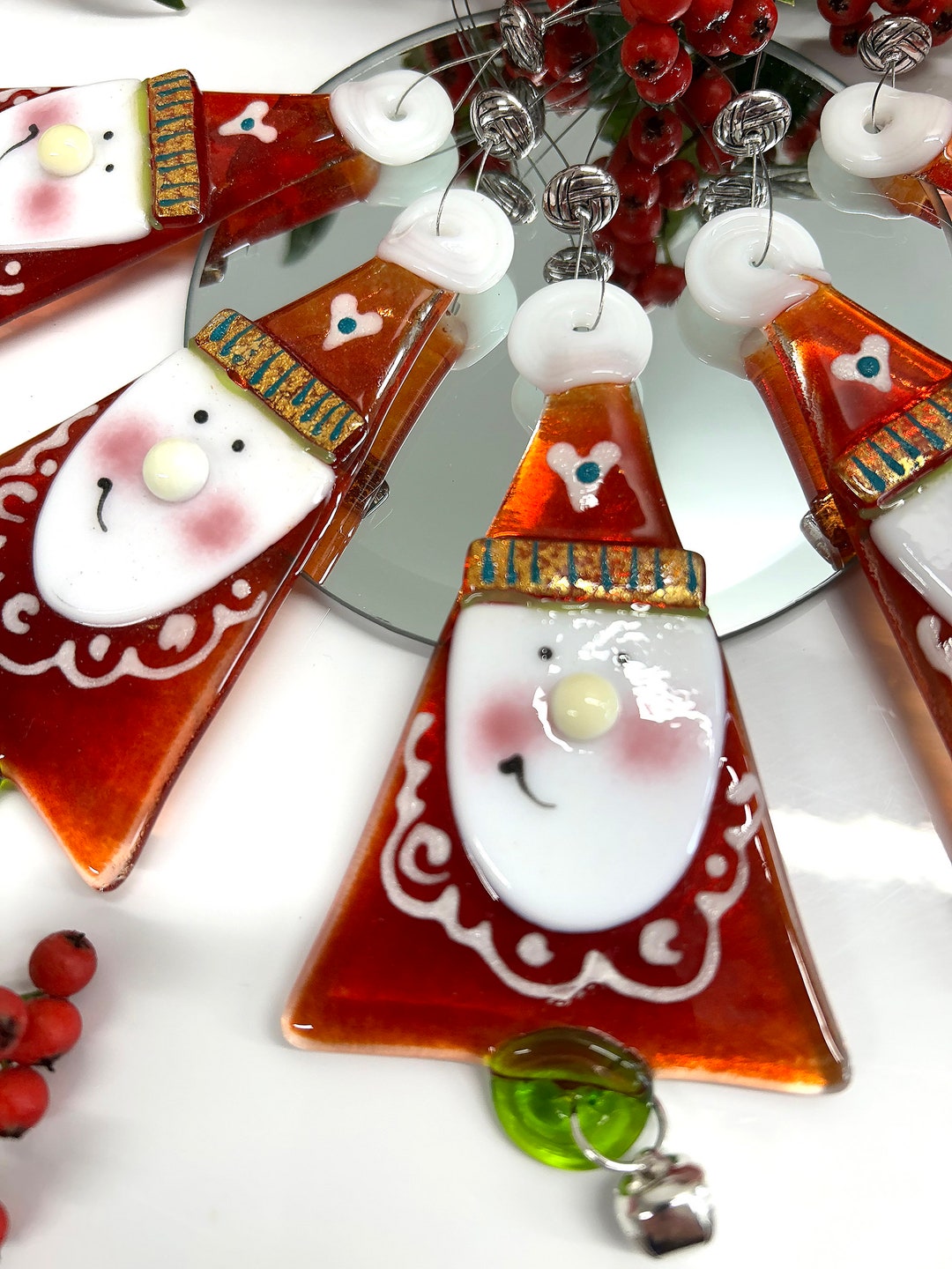 Christmas Glass Santa Decoration - Etsy