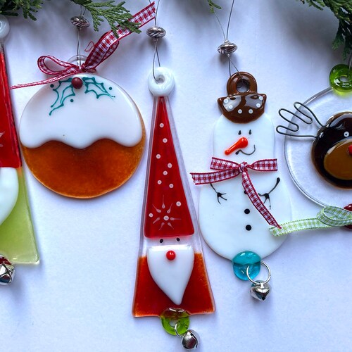 Fused Glass Christmas Gingerbread Man Decorations Send a Hug - Etsy