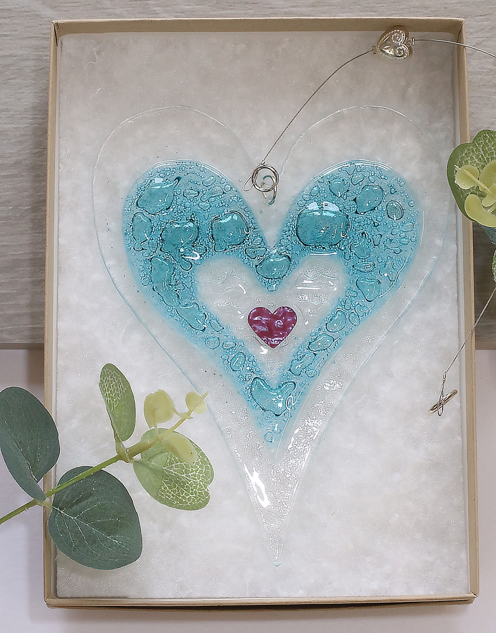 Fused Glass Hanging Bubble Heart | Etsy