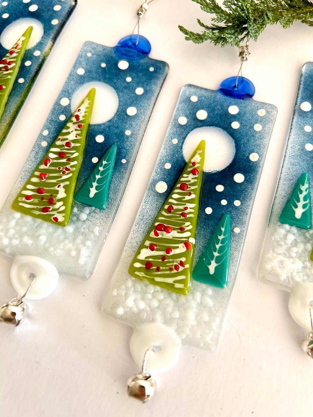 Christmas Glass Snowy Tree Decoration - Etsy