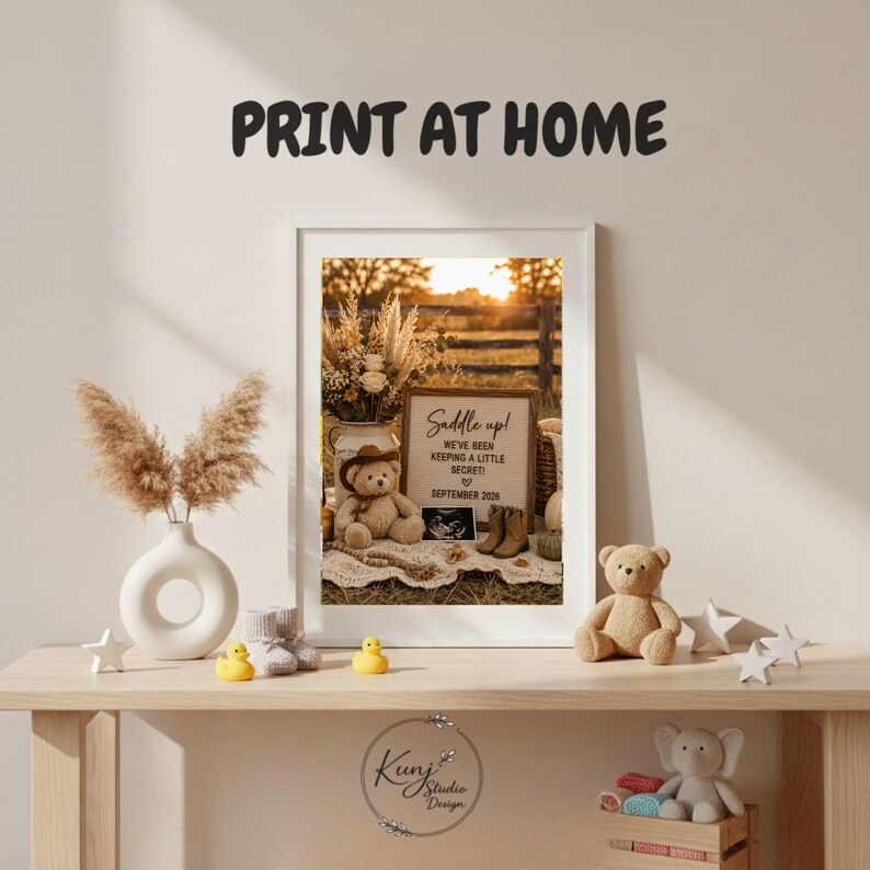 Rustic Cowboy Baby Announcement Template | Editable Pregnancy Reveal ...