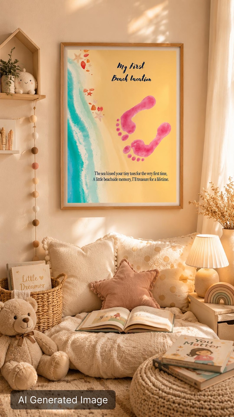 Summer Footprint Craft, Baby Beach Vacation Keepsake, Daycare Activity ...