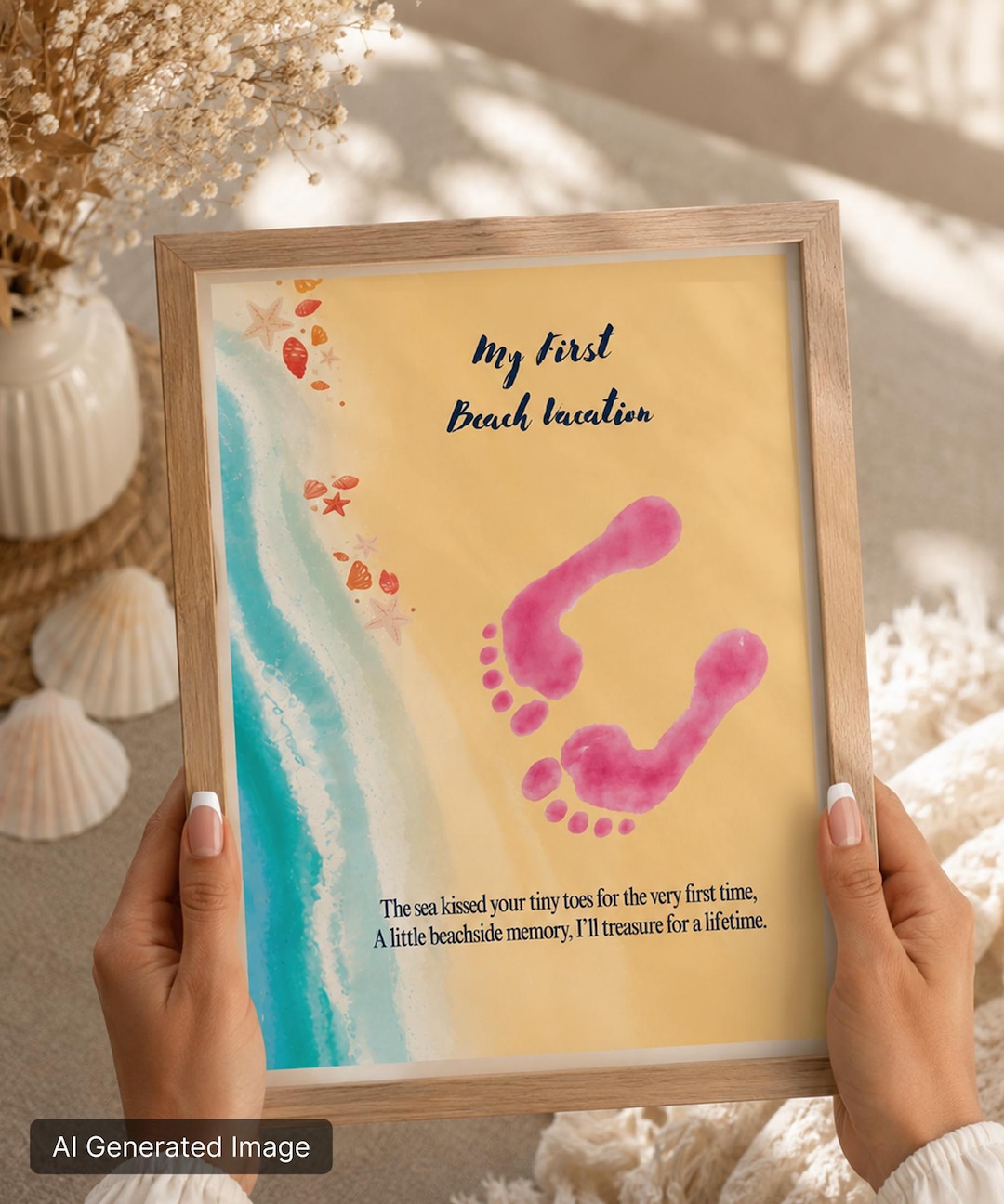 Summer Footprint Craft, Baby Beach Vacation Keepsake, Daycare Activity ...