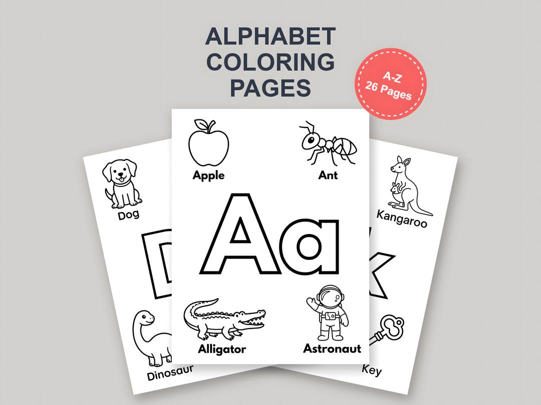 Alphabet Coloring Pages for Kids, A-Z Letter Learning (digital Download ...