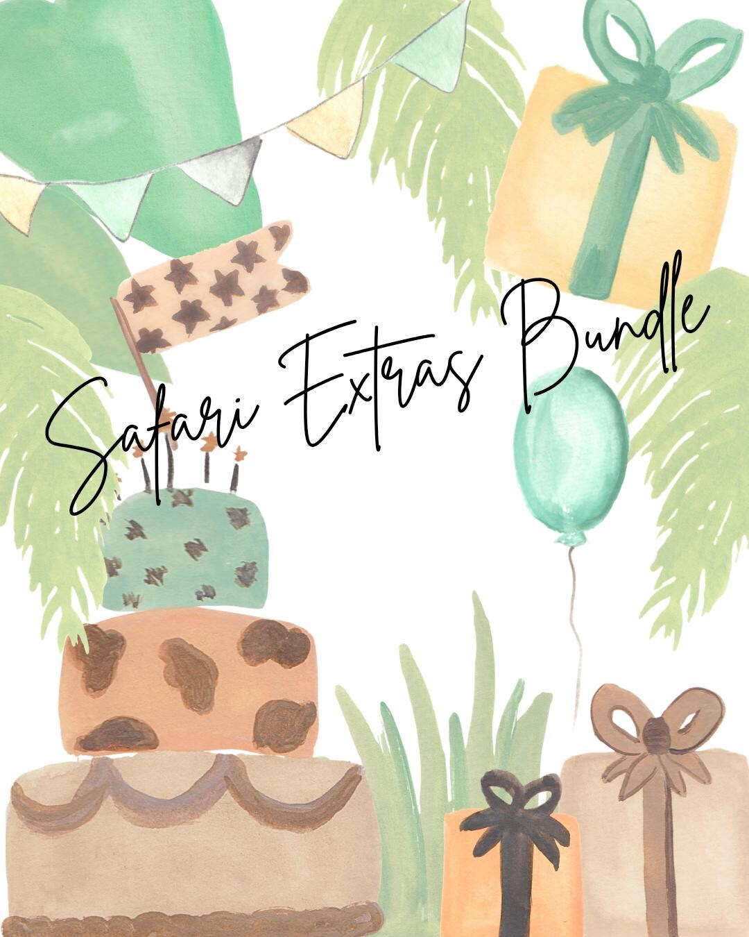 Safari Clipart Bundle, Watercolour Jungle Leaves, Party Elements Bundle ...