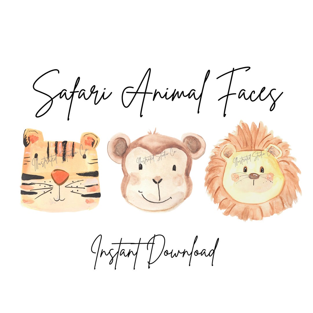 Safari Clipart Bundle: Watercolor Animals, Jungle Animals, Lion Png - Etsy