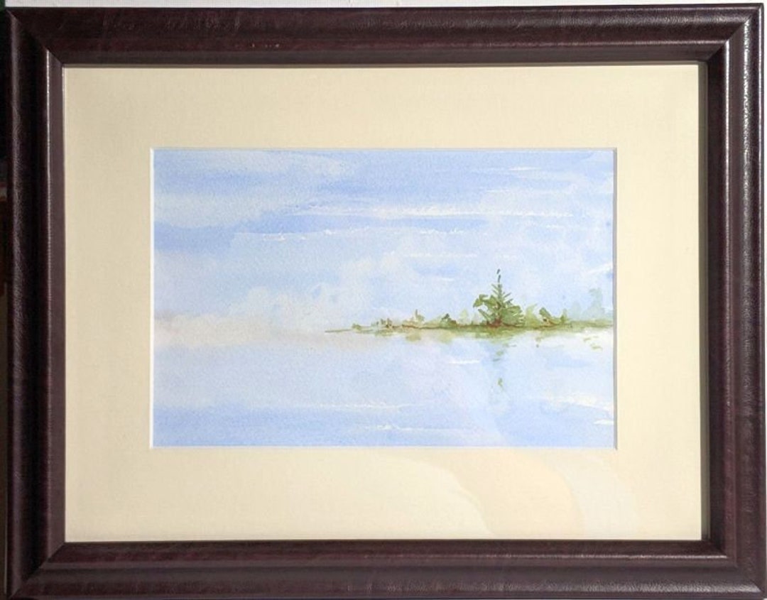 Framed Watercolor Lake Scene - Etsy