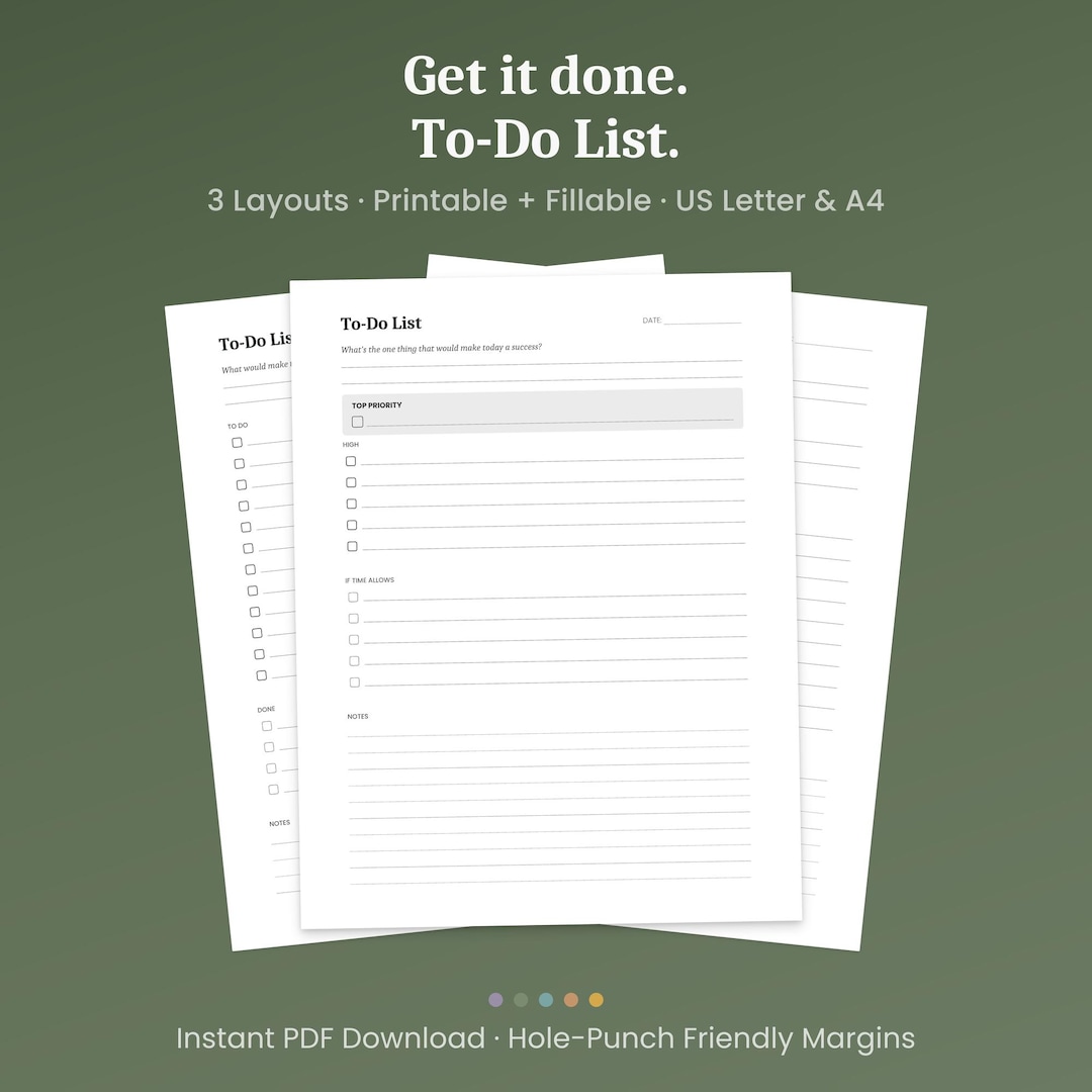To-do List Printable, 3 Layouts, Brain Dump & Priority Tiers, Fillable ...