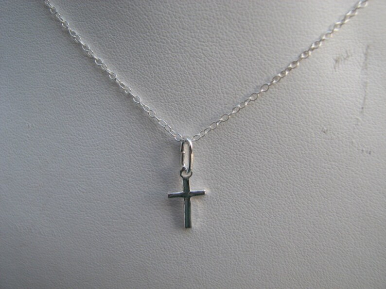 Tiny Mini Cross Necklace Sterling Silver Chain - Etsy