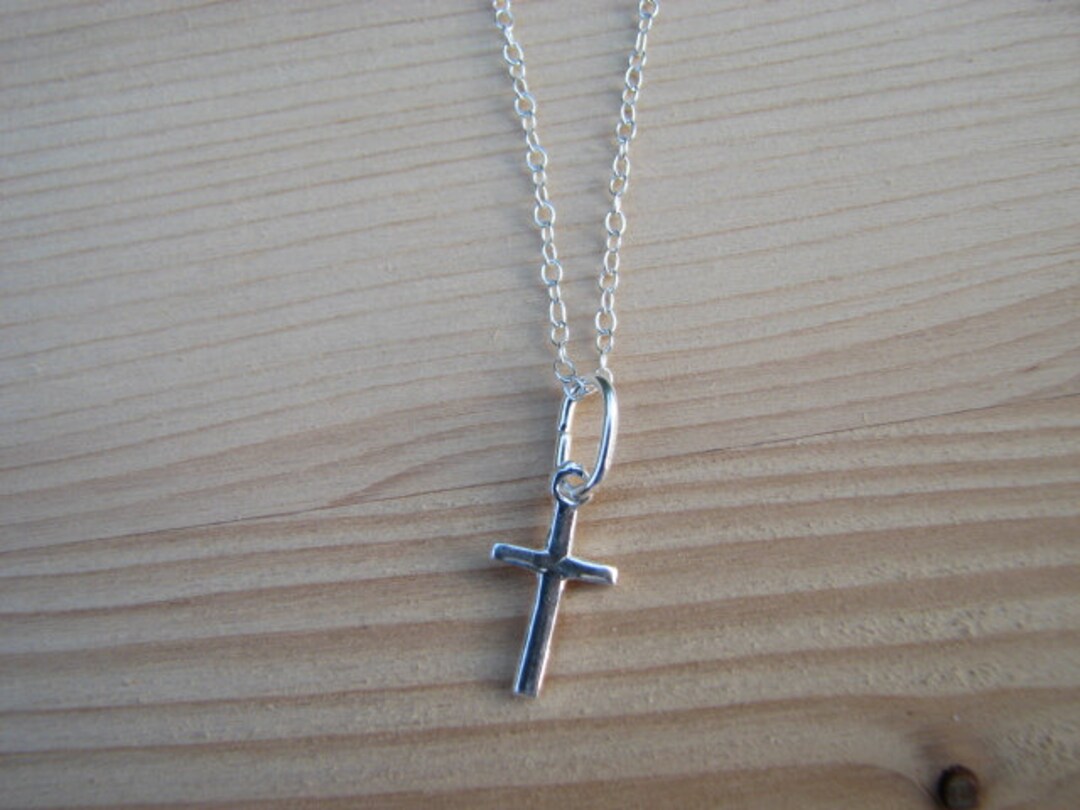 Tiny Mini Cross Necklace Sterling Silver Chain - Etsy