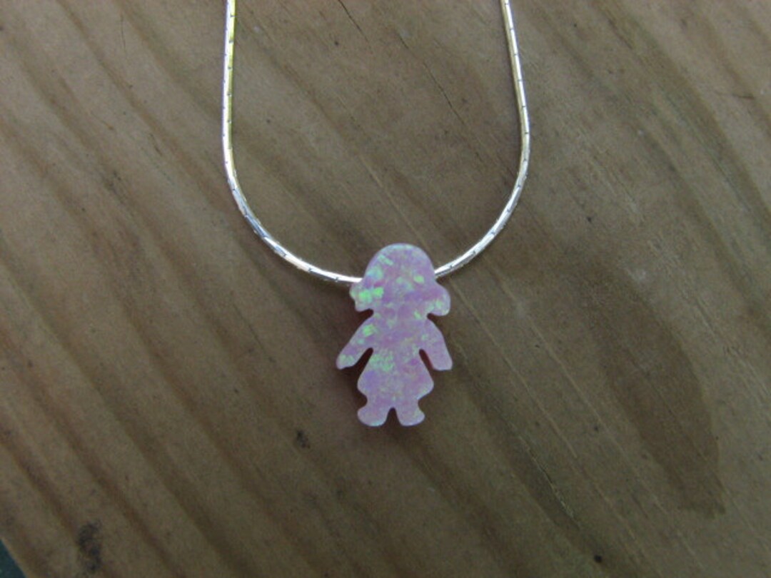 Pink Opal Girl Child Pendant Necklace Sterling Silver - Etsy Australia