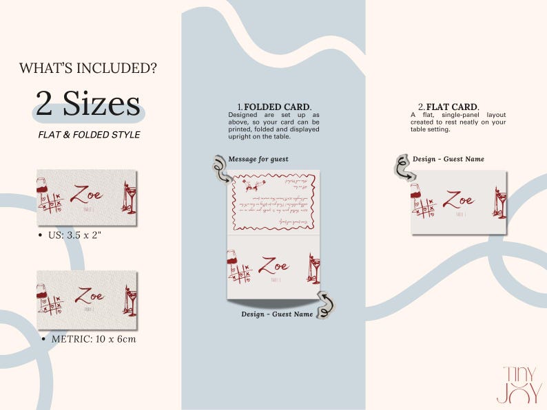 TABLE PLACE CARDS Template | Hand Drawn | Illustration | Food Whimsical ...