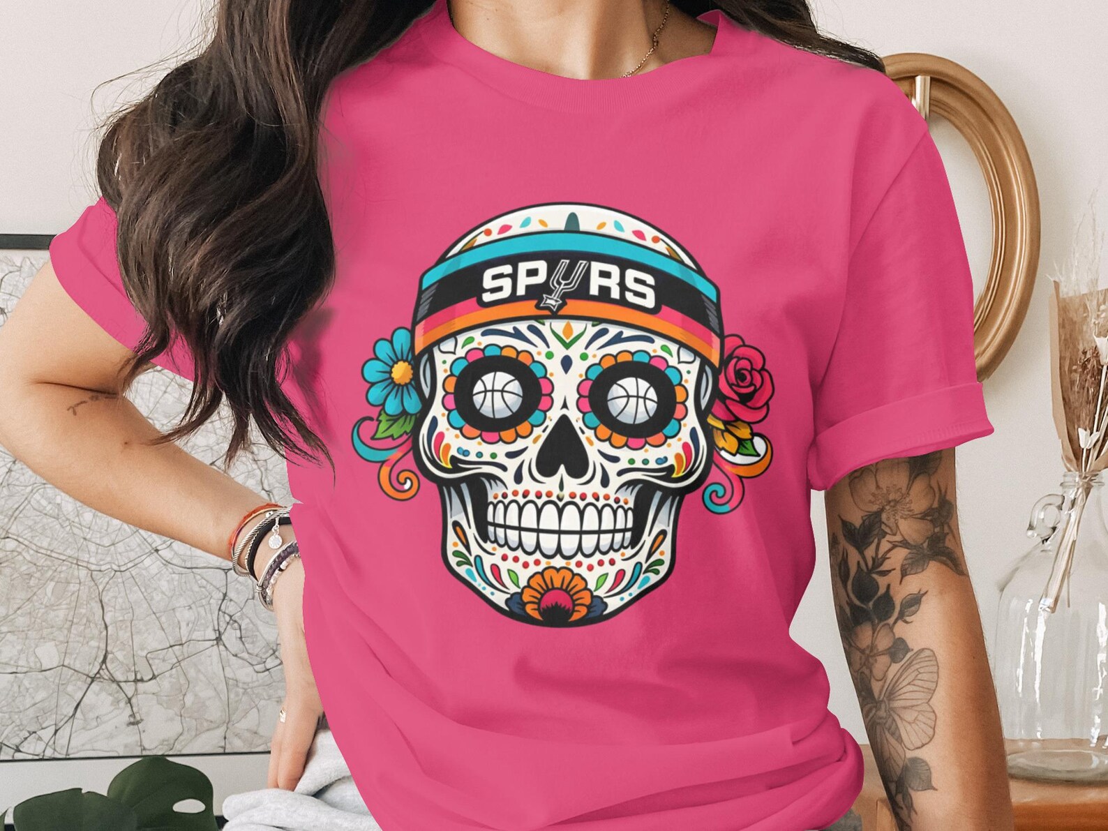 San Antonio Spurs Sugar Skull T-shirts, Basketball Calavera Tee - Etsy