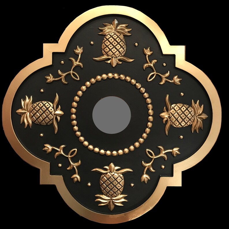 Pineapple Ceiling Medallion: White & Gold Resin Decor - Etsy