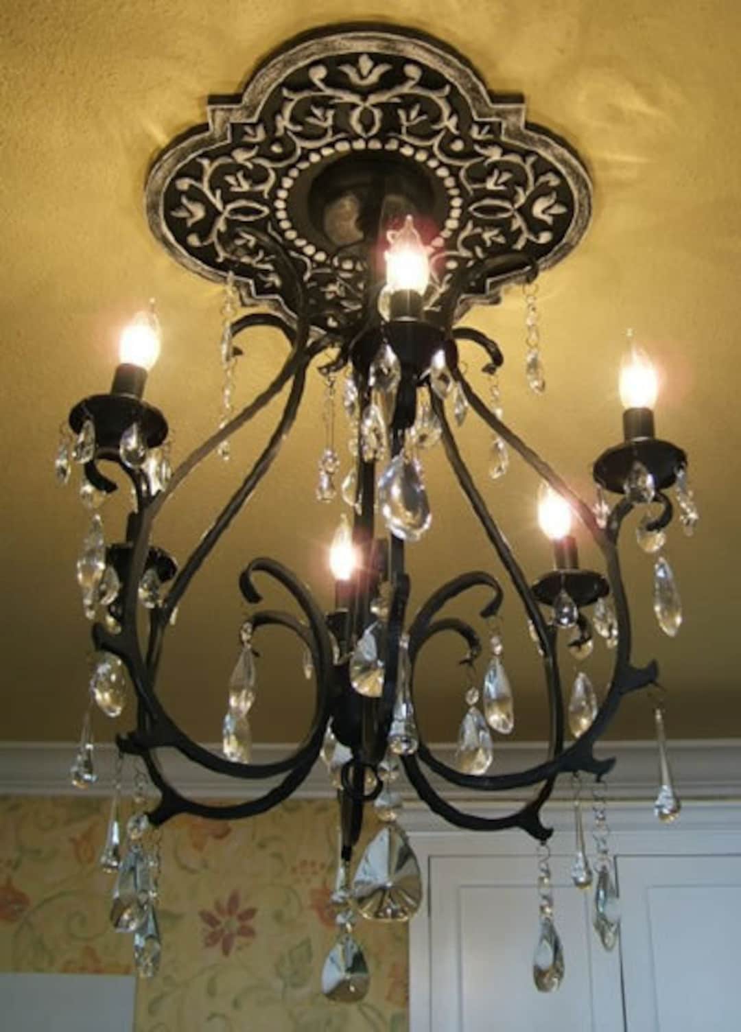 Floral Vine Ceiling Medallion: Black Rustic Home Decor (18 Inch) - Etsy