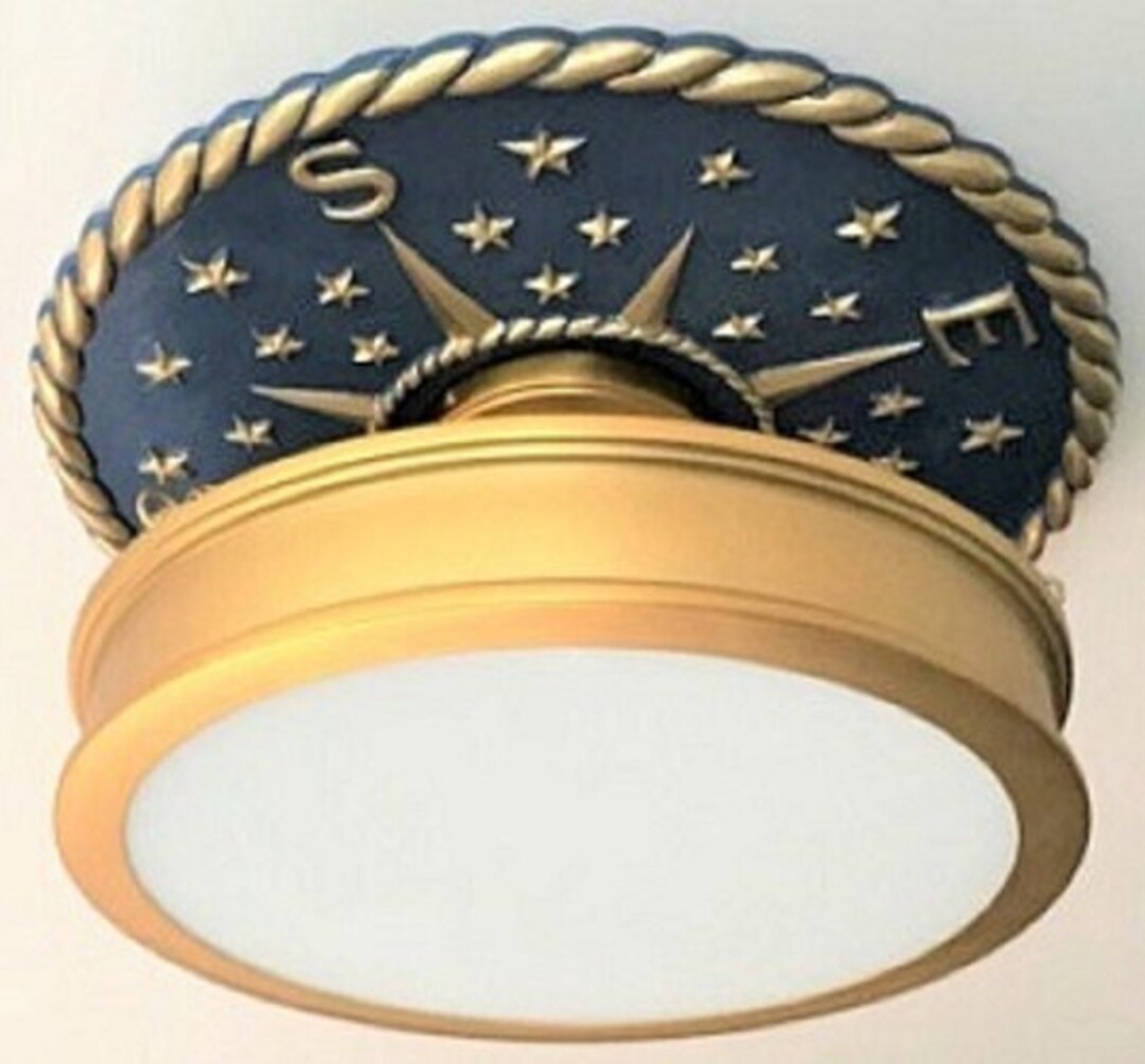 Compass Rose Ceiling Medallion, Compass Rose, Compass Decor, Navy and ...