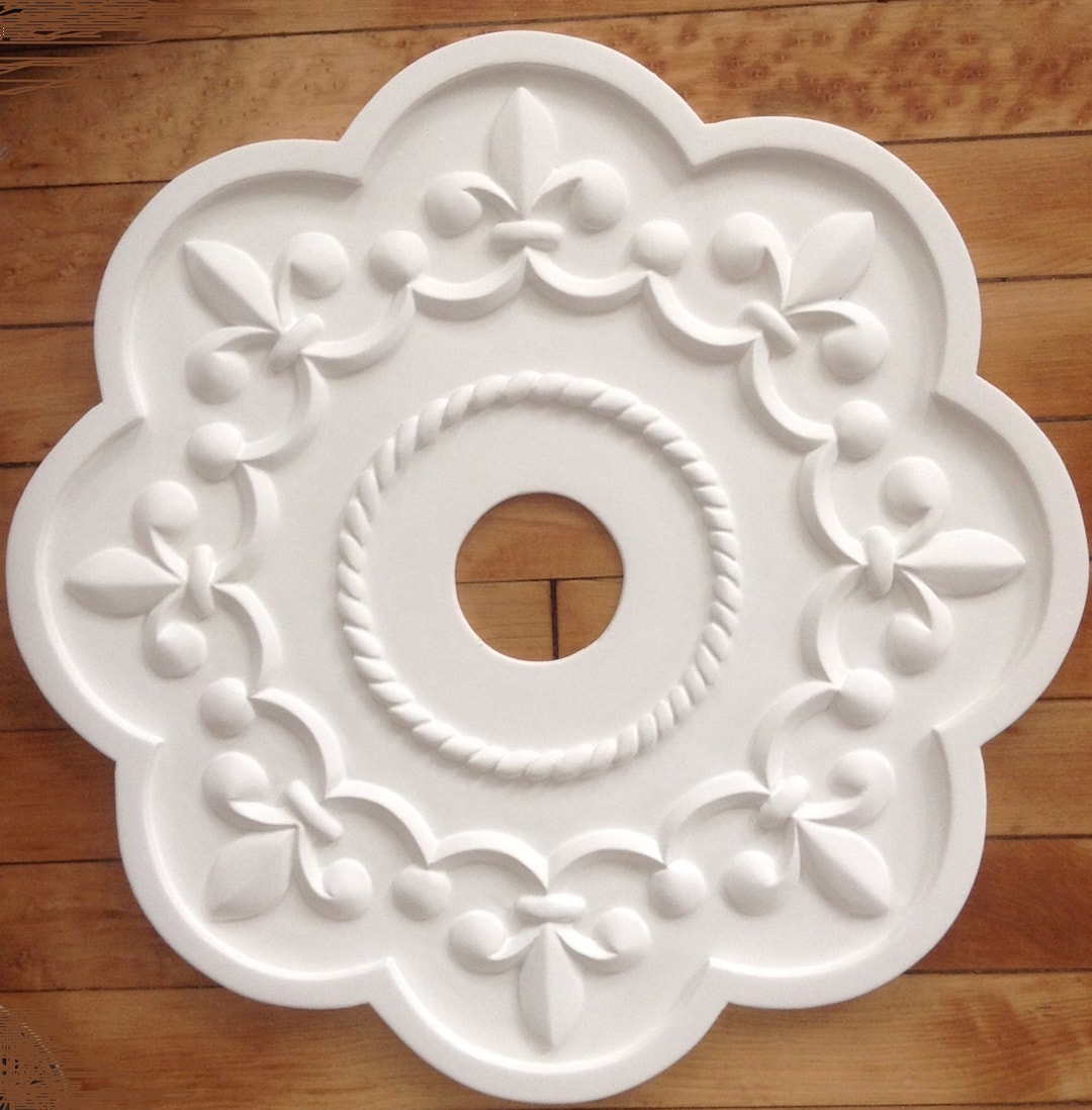 Ceiling Medallion, White Decor, Fluer De Lis Decor, White Ceiling ...