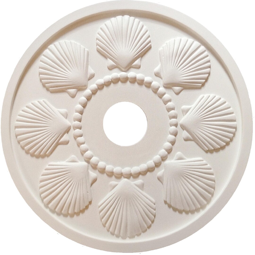 Seashell Ceiling Medallion, White Ceiling Medallion, Seashell Decor ...