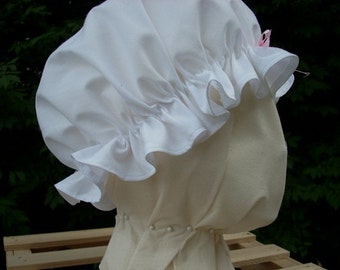 Net Lace Cap-18th Century Reproduction-white or Ivory-scallop Edge ...