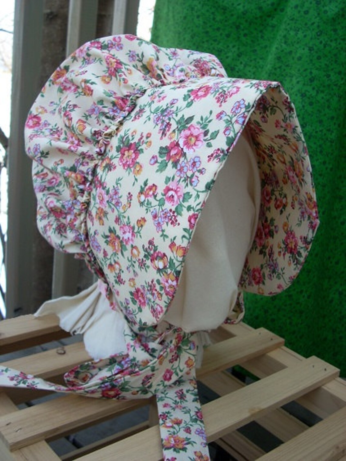 Girls Bonnet Spring Bloom on Cream - Etsy