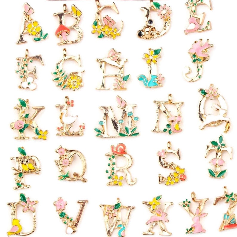 Initial Necklace Gold Enameled Personalized Initial Jewelry - Etsy