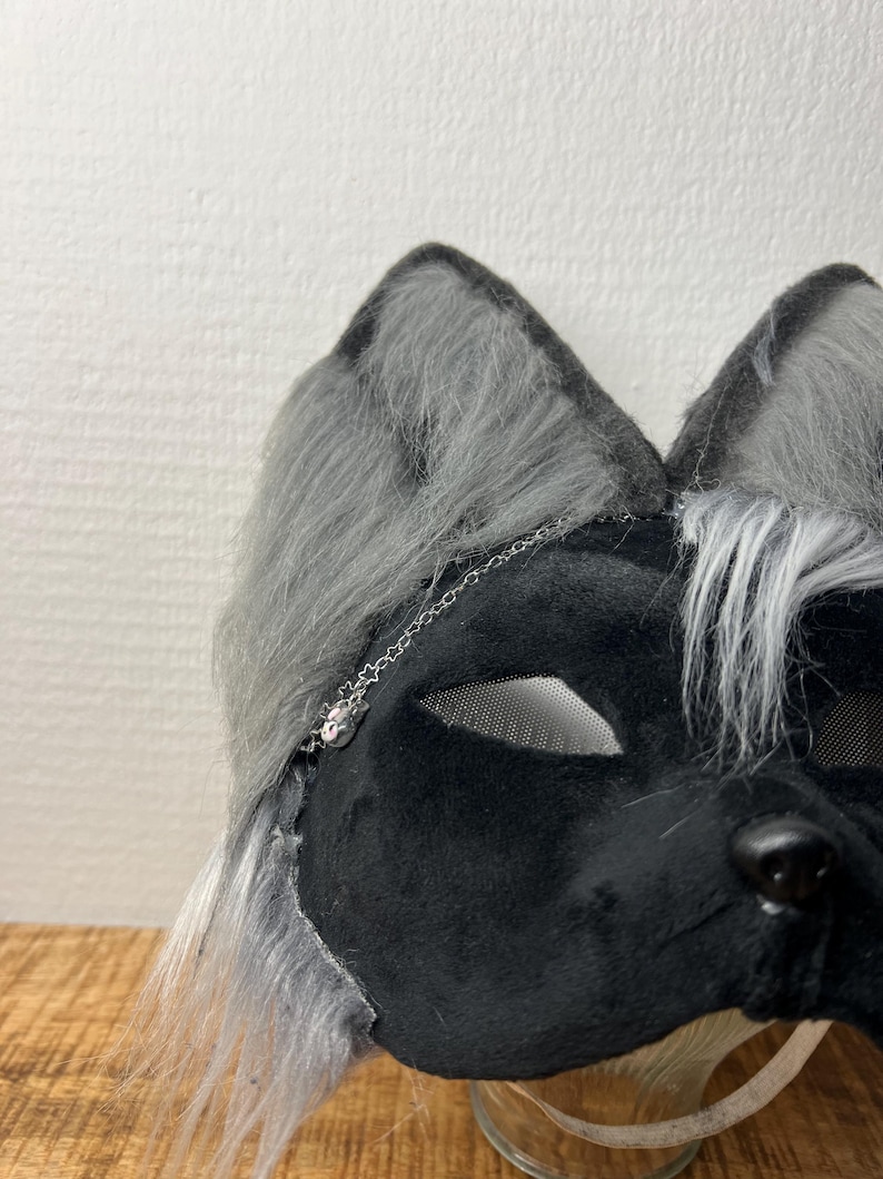 Black Cat Therian Mask and Tail Set | Handmade Faux Fur Cat Mask ...