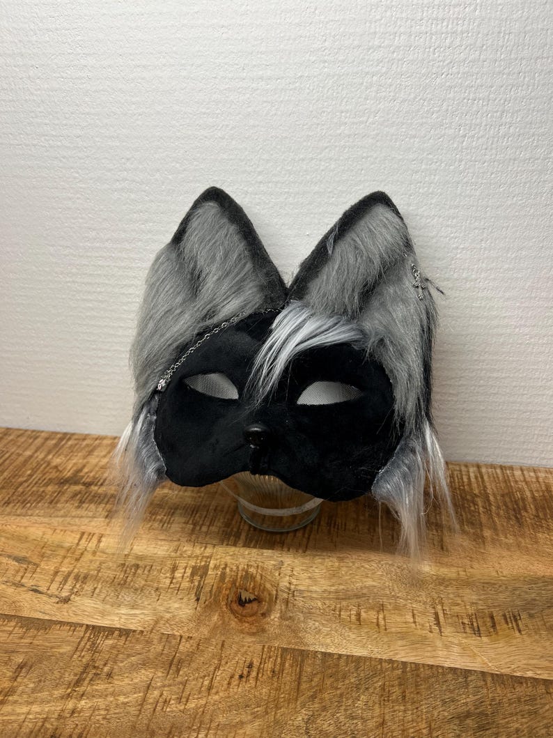 Black Cat Therian Mask and Tail Set | Handmade Faux Fur Cat Mask ...