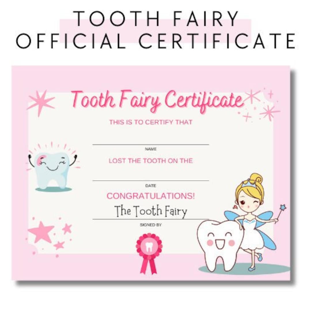Tooth Fairy Official Certificate - Etsy