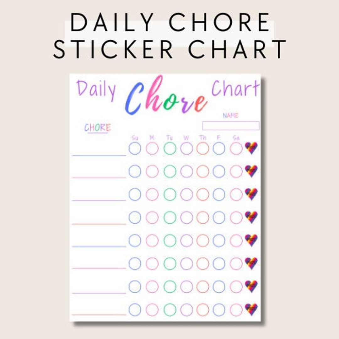 Daily Chore Sticker Chart - Etsy