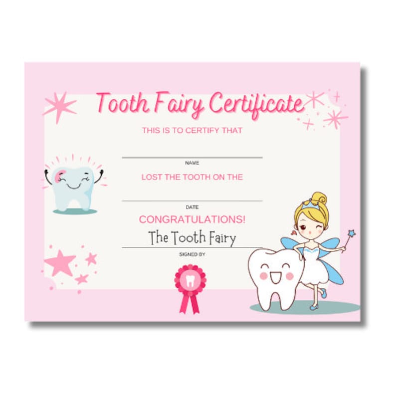 Tooth Fairy Official Certificate - Etsy
