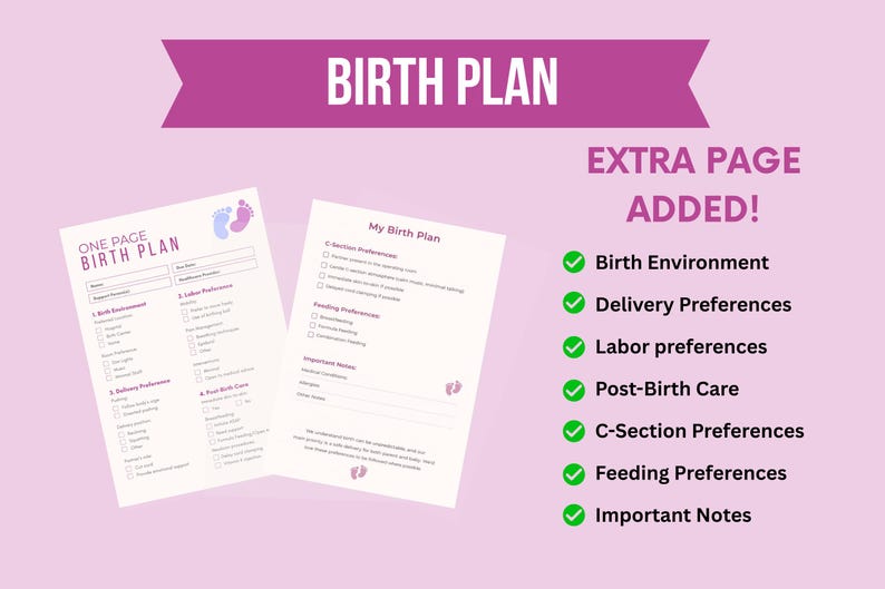 Ultimate Baby Prep Bundle Birth Plan Checklists Budget Tracker