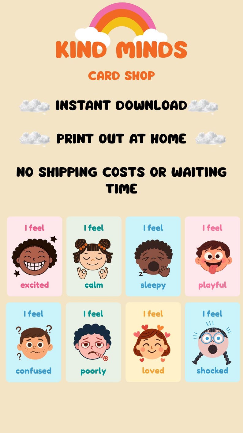 Printable Emotion Flashcards for Kids | Feelings Cards | Social ...