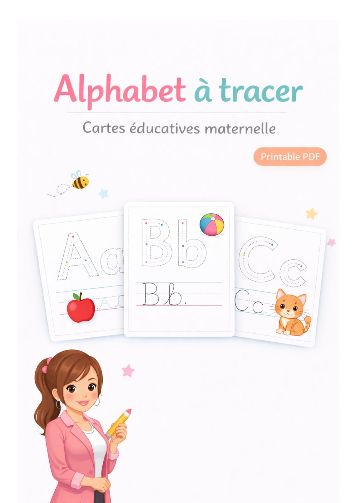 Alphabet Tracing Cards – Printable PDF Educational Cards for ...