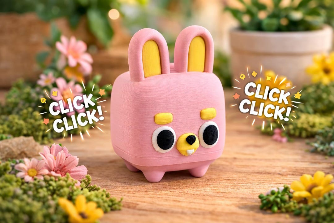 3D Printed Bunny Rabbit Clicker Keyring | Flexi Sensory Desk Toy - Etsy