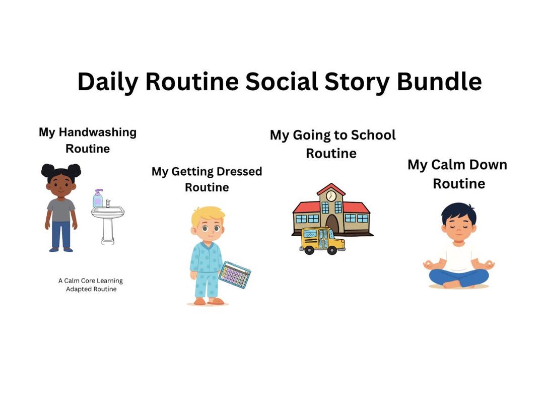 Daily Routine Social Story Bundle | Hygiene School Calm Down | Autism ...
