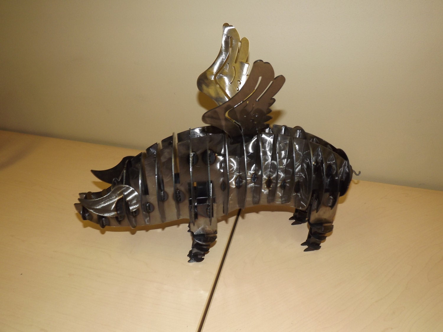 Flying Pig Metal Art, Steel Flying Pig Art, Garden Art Pig by Brown ...