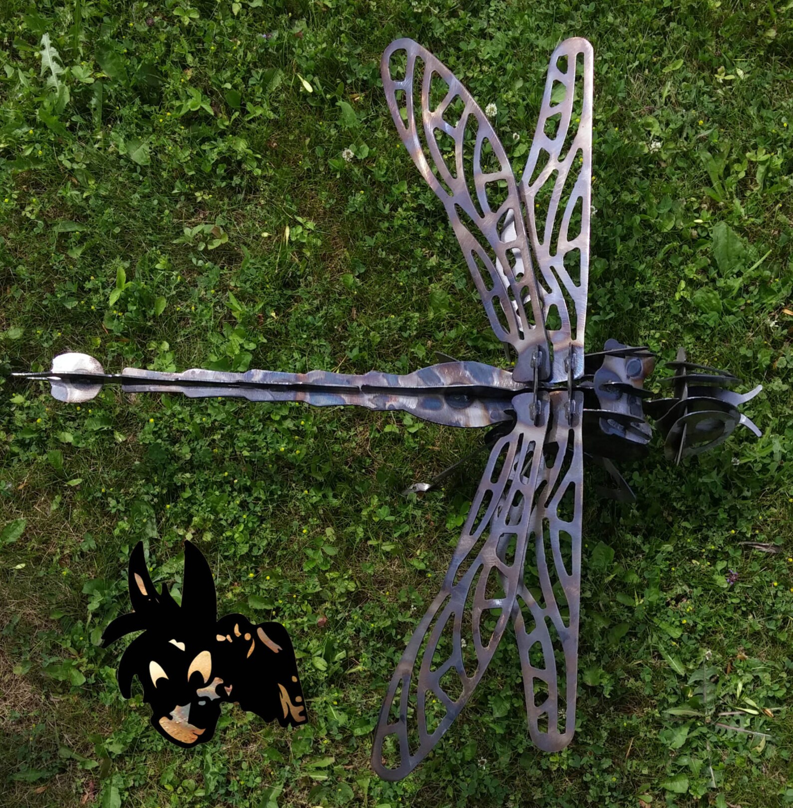 Large Steel Dragonfly Art: Torched Metal Garden Decor (34x33x12) - Etsy