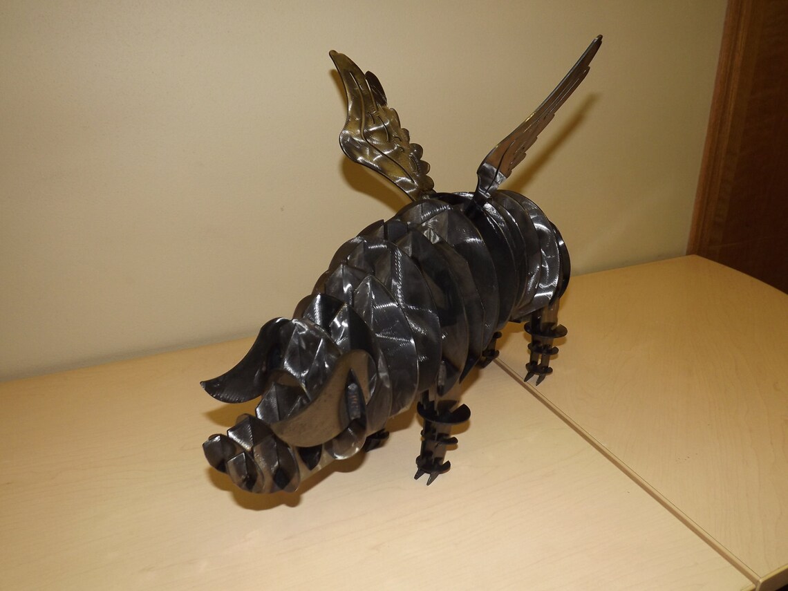Flying Pig Metal Art Steel Flying Pig Art Garden Art Pig by - Etsy