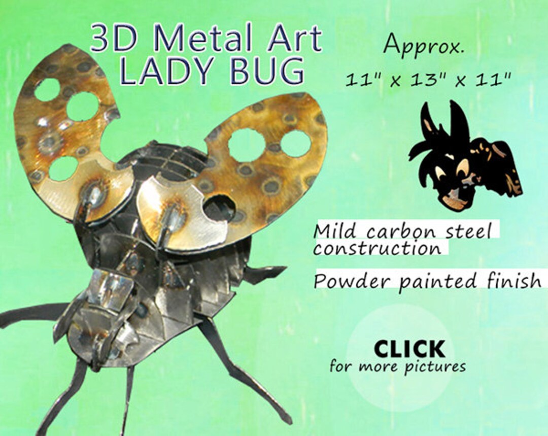 Metal Art Lady Bug: Torched Steel Garden Decor - Etsy