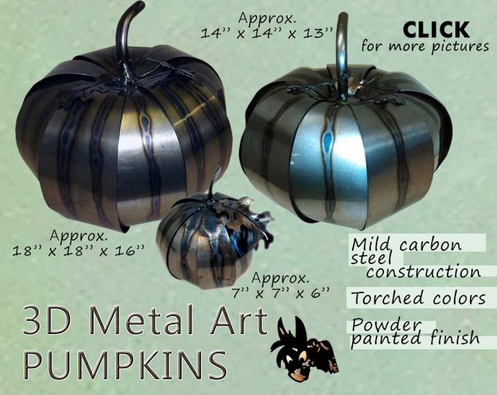 Steel Pumpkin Set: Metal Art Fall Decor - Powder Coat Finish - Etsy